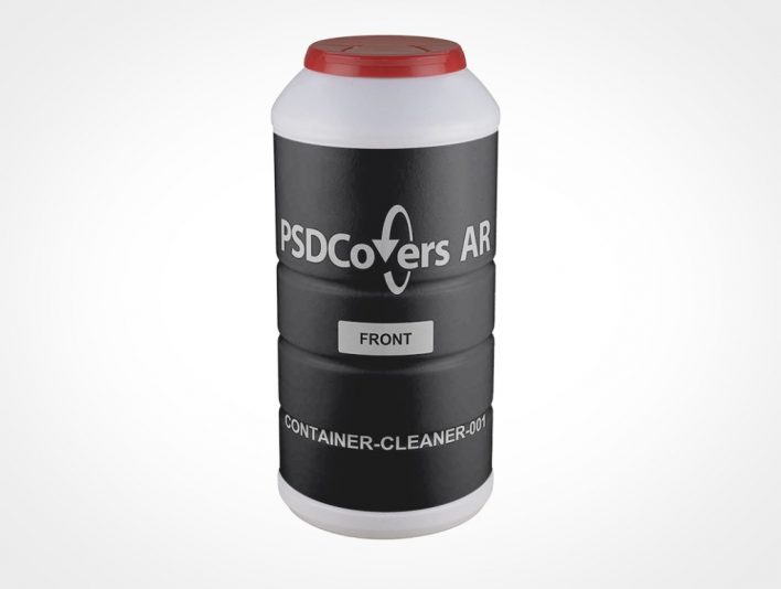 Review design label applied to this Cleaner Container Mockup 1